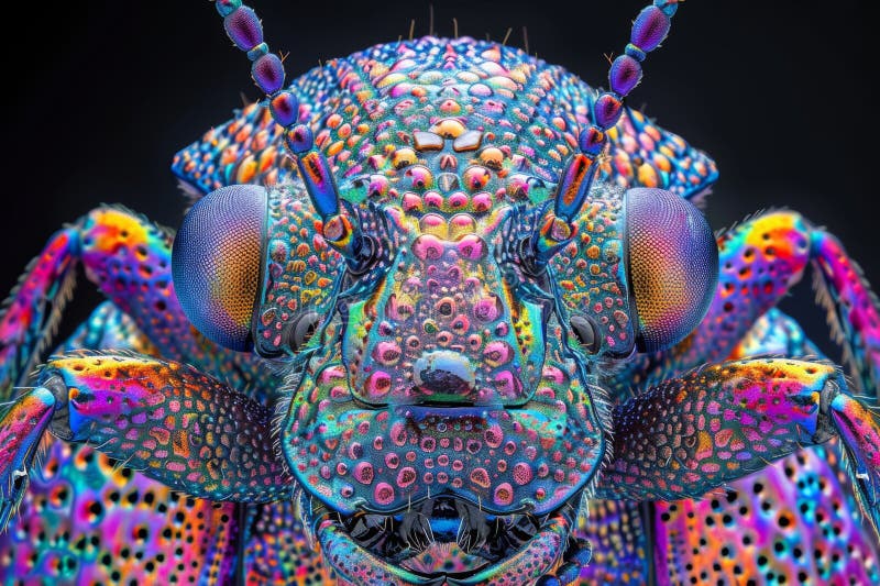 Vibrant Macro Shot Iridescent Beetle Close Up in Jungle Setting, Gazing ...