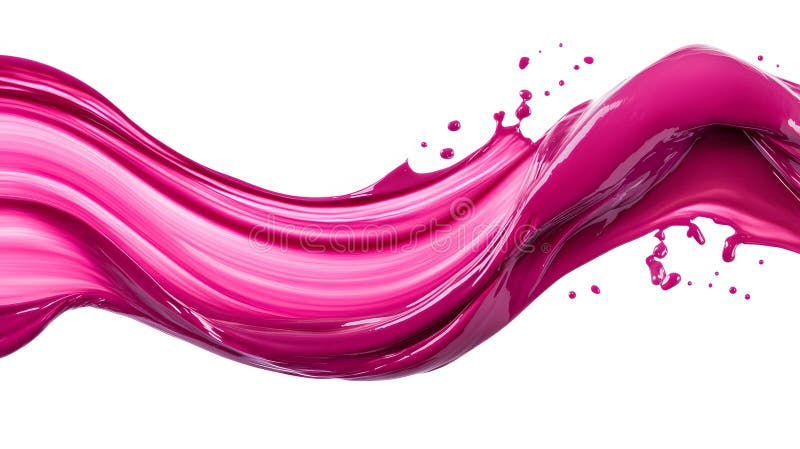 Vibrant Magenta Paint Fluid Flowing on a White Background, Creates a ...