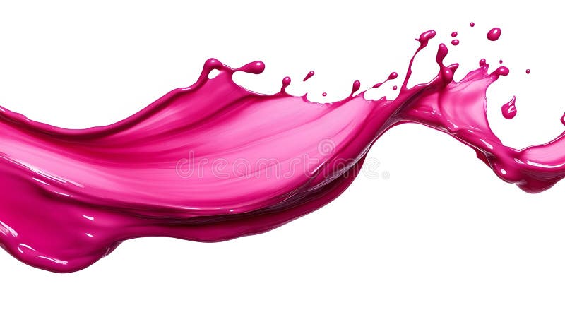 Vibrant Magenta Paint Fluid Flowing on a White Background, Creates a ...