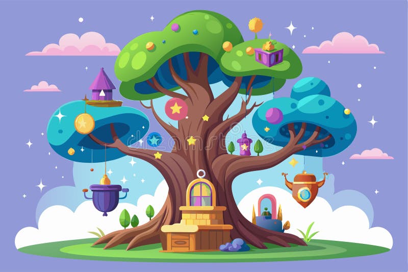A Vibrant Magic Tree Features Playful Decorations and Customizable ...