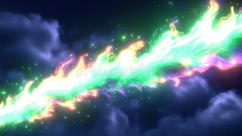 A Vibrant, Magical Beam of Light Cutting through Dark Clouds, Evoking a ...