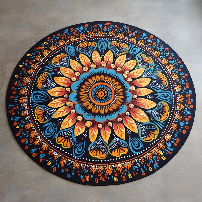 Vibrant Mandala Art Hand Painted Round Decor Ethnic Circular Design Stock Illustration ...