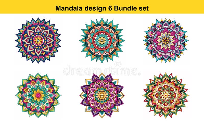 Vibrant Mandala Design Bundle Set for Creativity Stock Illustration ...