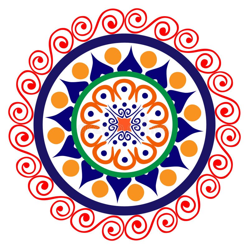 Vibrant Mandala Design Circular Pattern Art Red Blue Image Style Green ...