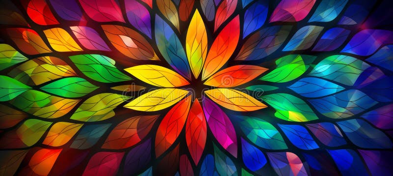 Vibrant Mandala Design with Stained Glass Effect in Primary Colors for ...
