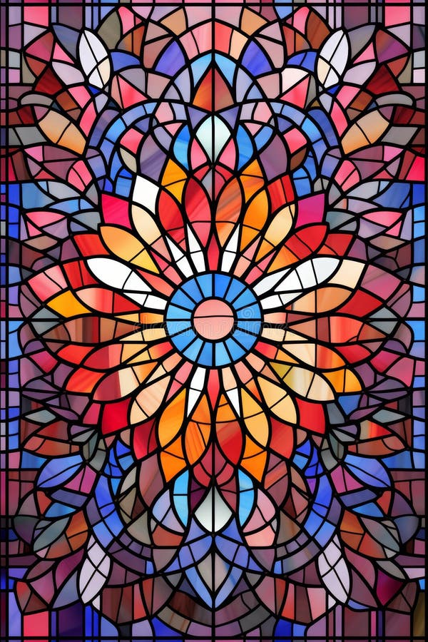 Vibrant Mandala Design with Stained Glass Effect in Primary Colors for ...