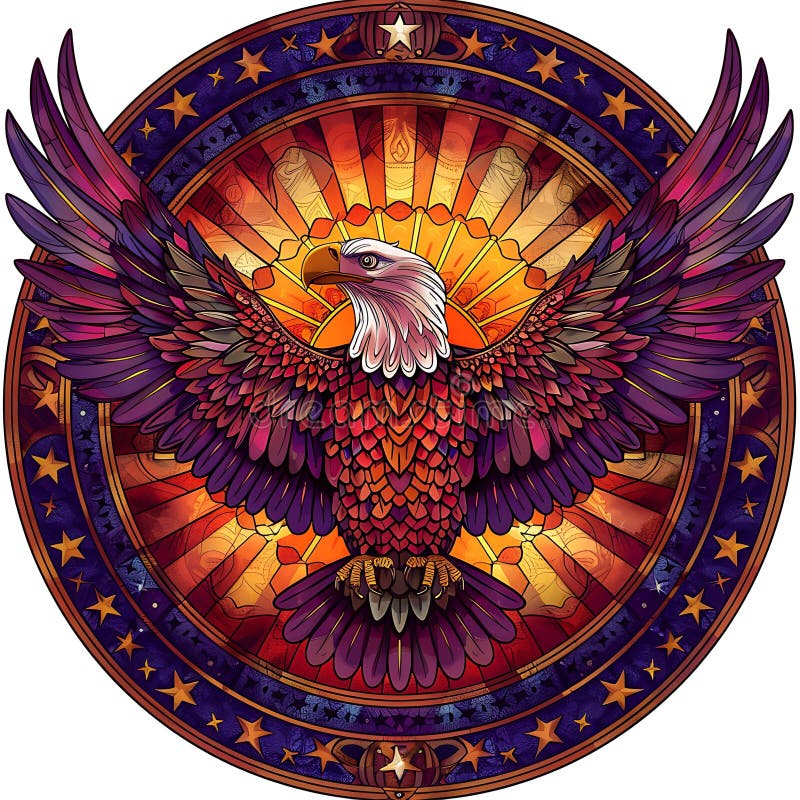 Vibrant Mandala Eagle Design with Colorful Background Stock ...