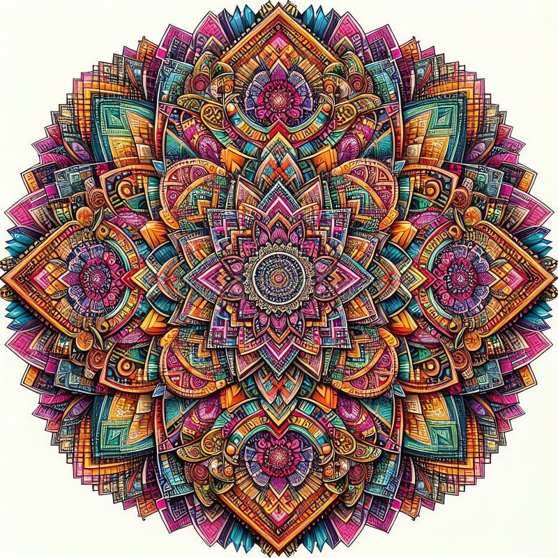 Vibrant Mandala with Intricate Geometric Shapes and Colorful Patterns ...