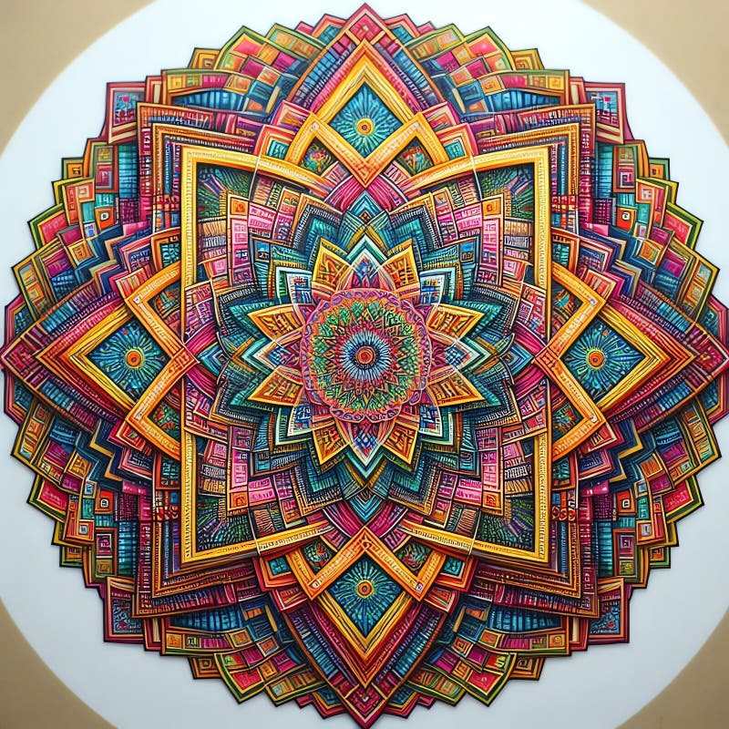 Vibrant Mandala with Intricate Geometric Shapes and Colorful Patterns ...