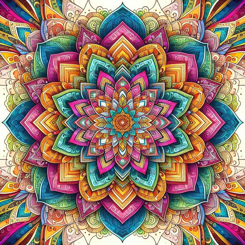 Vibrant Mandala with Intricate Geometric Shapes and Colorful Patterns ...