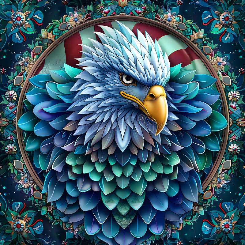 Vibrant Mandala with an Intricate Eagle Design Stock Illustration ...