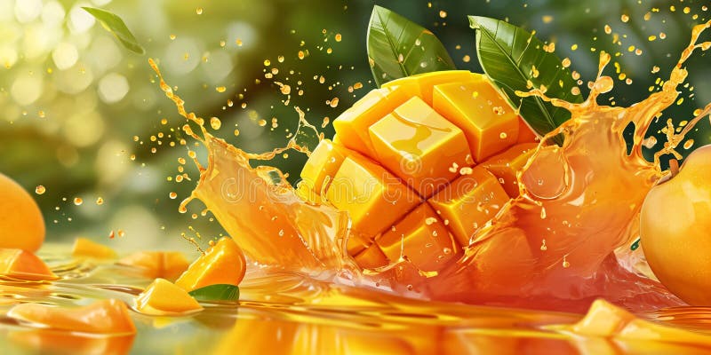 Vibrant Mango Papaya Liquid Splash with a Realistic Summer Tropical ...
