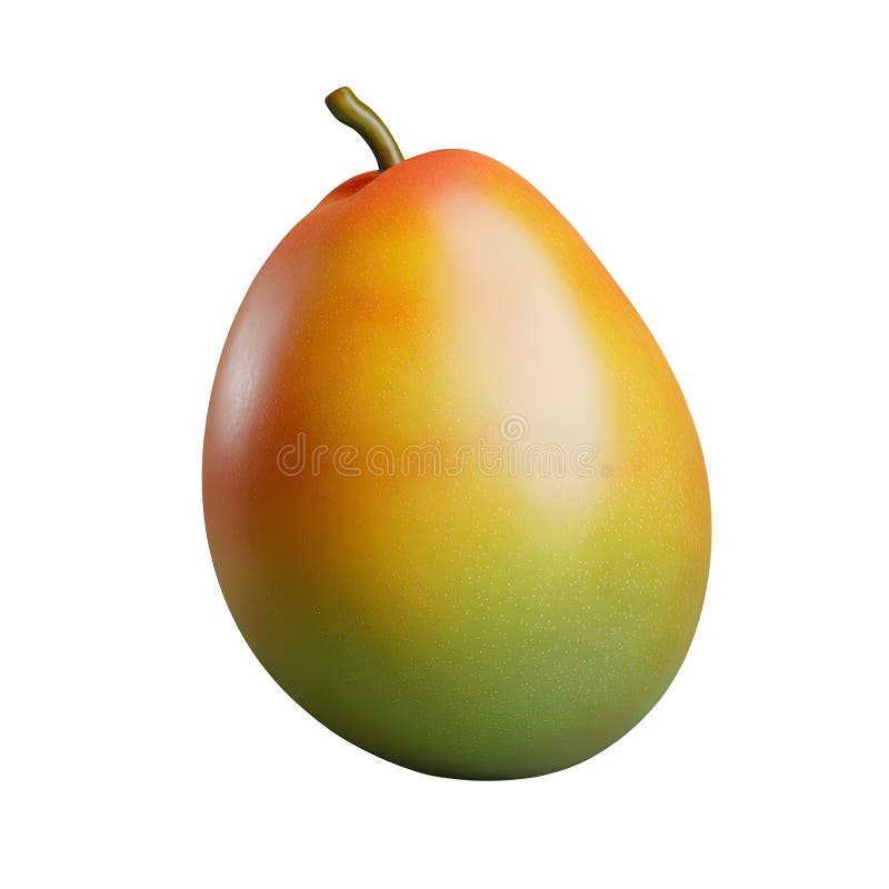 A Single Mango Fruit with a Smooth Gradient on a Light Green Background ...