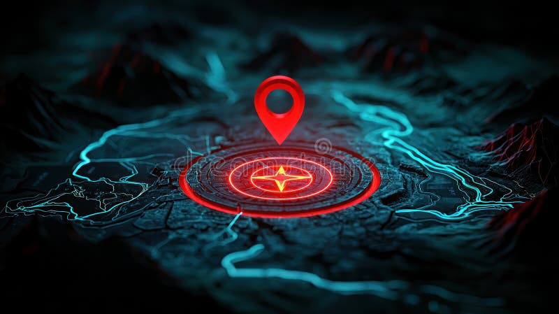 Vibrant Map with Glowing Location Pin, Showcasing Navigation and ...