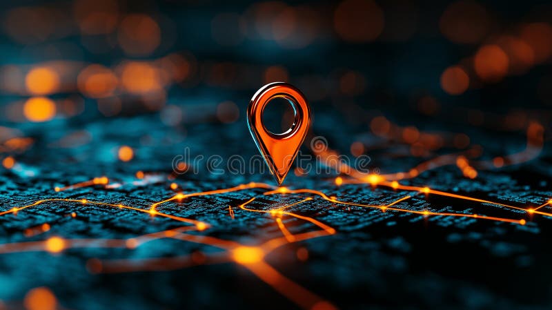 Vibrant Map with Orange Location Pin Highlighting Specific Point ...