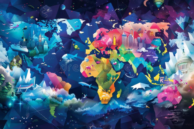 A Vibrant Map Showing Countries and Continents Around the World ...
