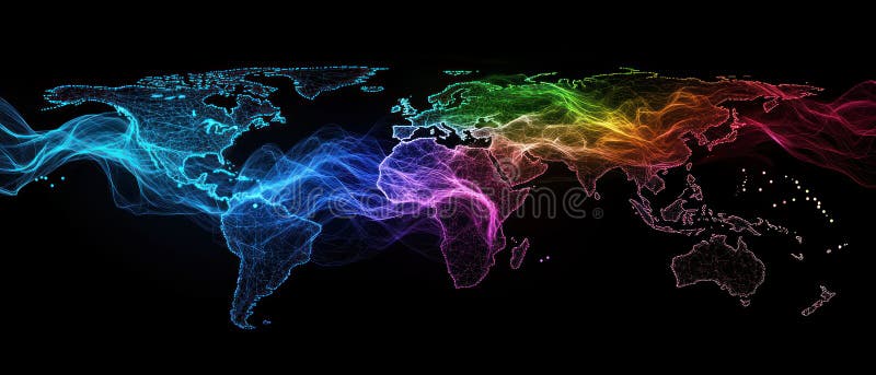 Vibrant Map of World Showcasing Interconnected Digital Flows ...