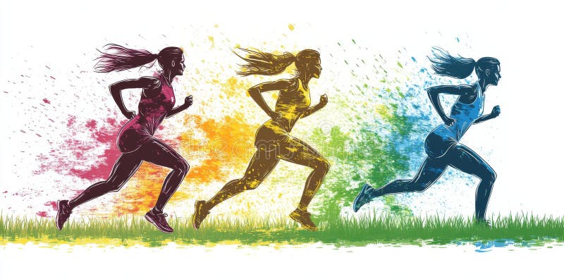 Vibrant Marathon Running Illustration Representing the Concept of ...