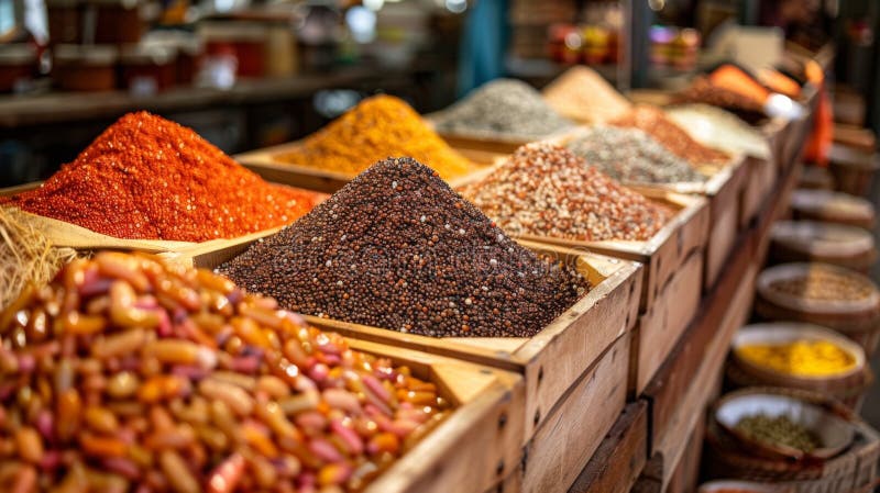 Vibrant Market Spices Display Stock Photo - Image of natural, seasoning ...