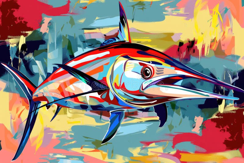 Vibrant Marlin Fish Illustration, Suitable for Marine Themes Stock ...