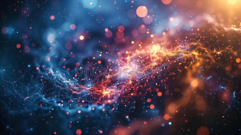 Vibrant Matter with Exploding Particles in Space Stock Illustration ...