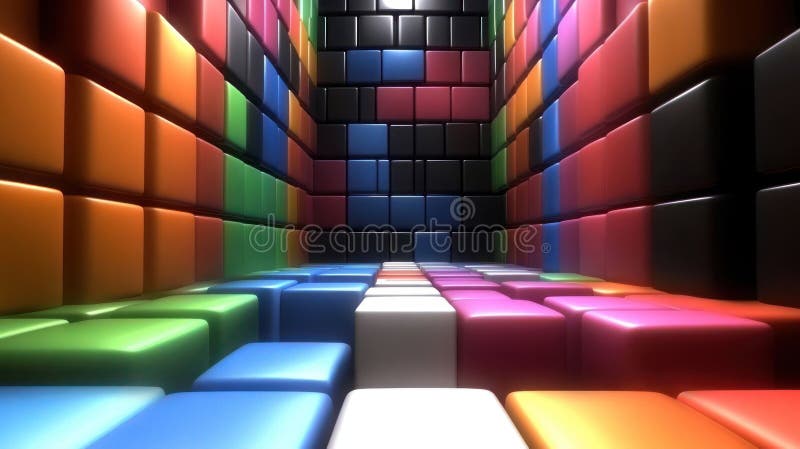 A Vibrant Maze of Colorful Blocks Creating a 3D Illusion of Depth and ...