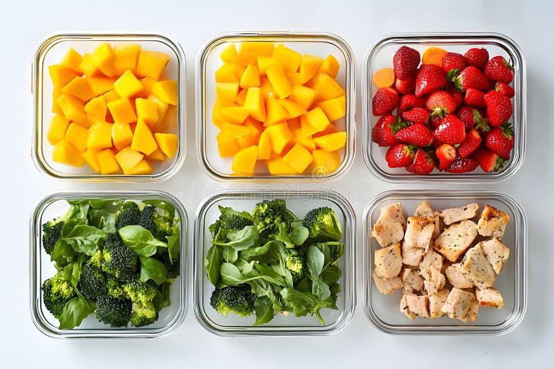 Vibrant Meal Prep Featuring Fresh Fruits and Vegetables for Spring ...