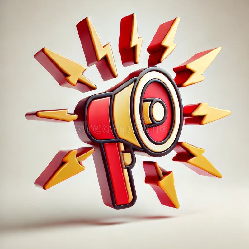 Vibrant Megaphone and Lightning Bolts Symbolizing Loud Communication ...