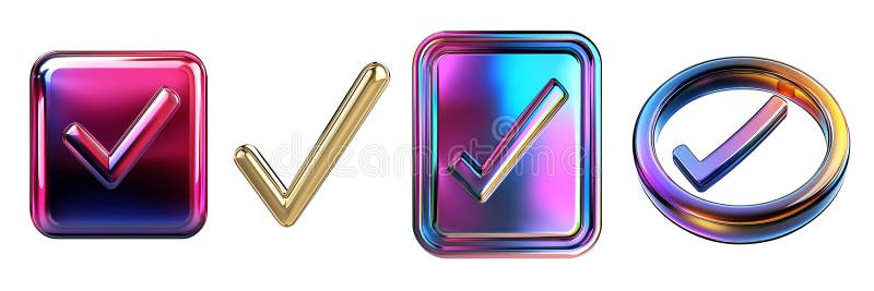 Vibrant Metallic Check Marks in Various Shapes and Colors Stock Image ...