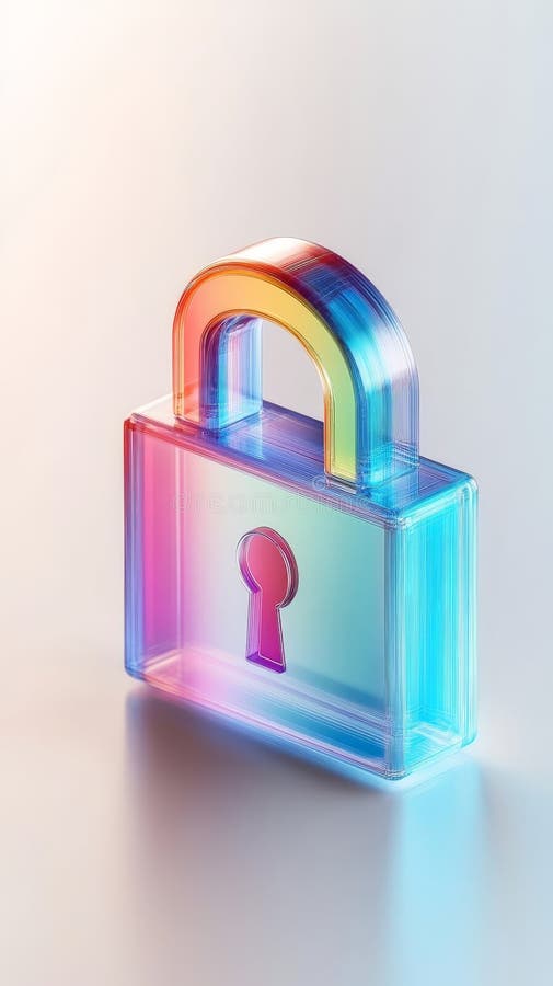 Vibrant Metallic Gradient Padlock with Soft Lighting on a Neutral ...