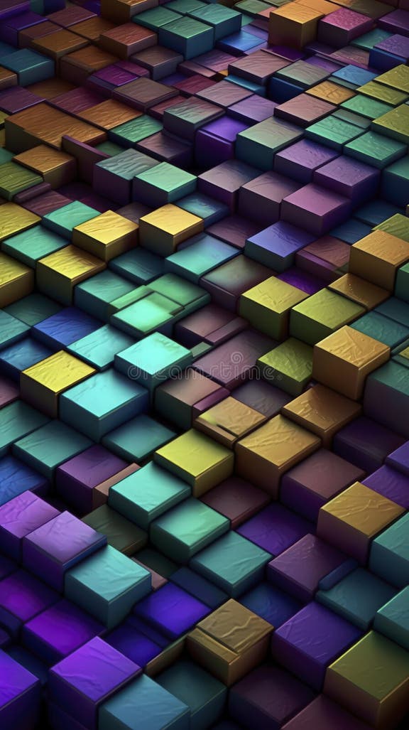 Vibrant and Metallic Interlocking Cubes Array AI Generated Stock ...