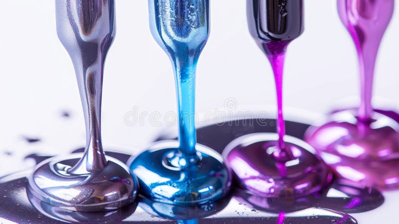 Vibrant Metallic Paint Drips Featuring Blue, Purple, and Silver ...