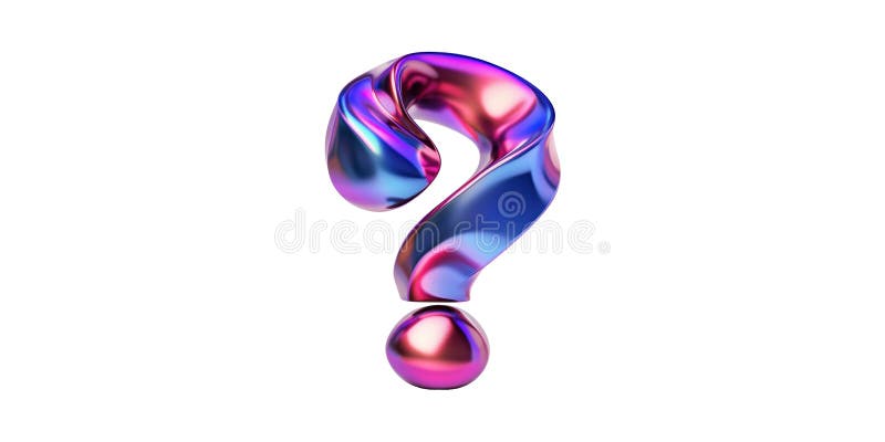 Vibrant Metallic Question Mark with Gradient Colors Isolated on ...