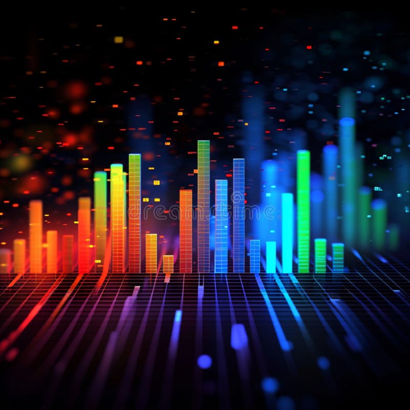 Vibrant Metrics Abstract Bar Chart Showcases Colorful Bars on Darkness ... Vibrant Metrics Abstract Bar Chart Showcases Colorful Bars on Darkness ...