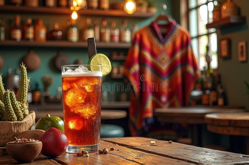 Vibrant Mexican Bar with Classic Michelada and Traditional Decor Stock ...