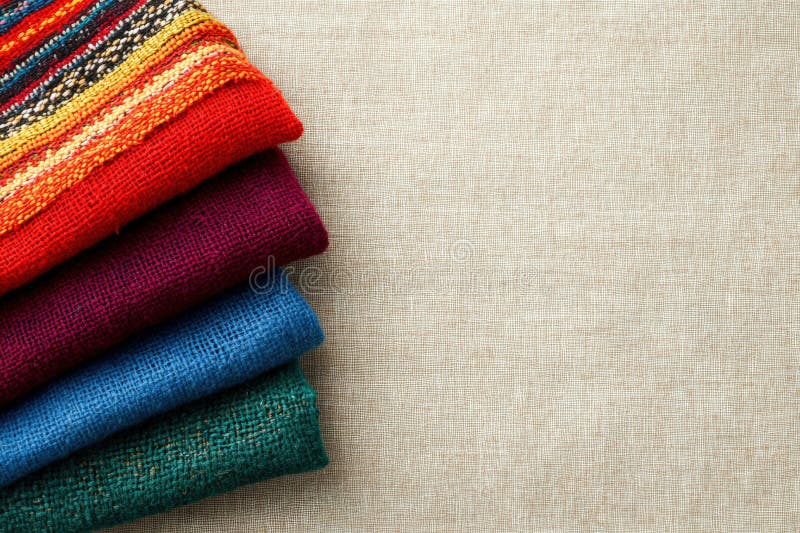 Vibrant Mexican Textile Flat Lay with Folded Colorful Fabrics for ...