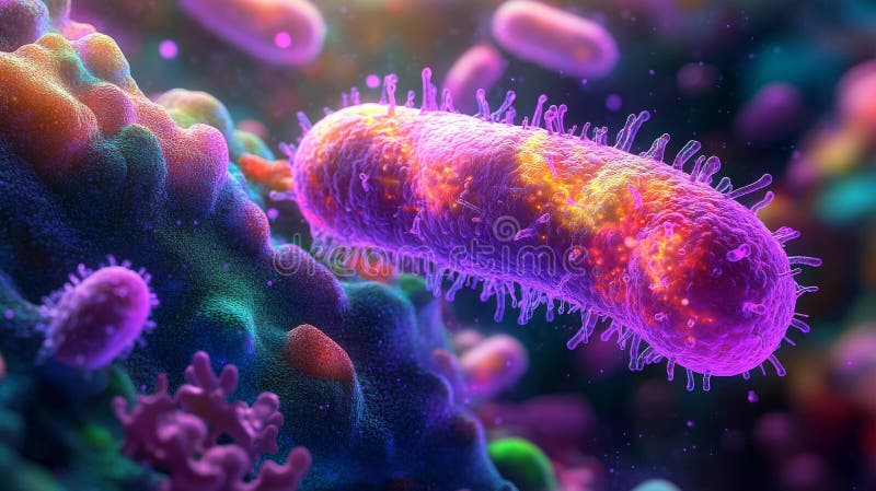 Illustration of a Healthy Human Microbiome with Vibrant Microorganisms ...