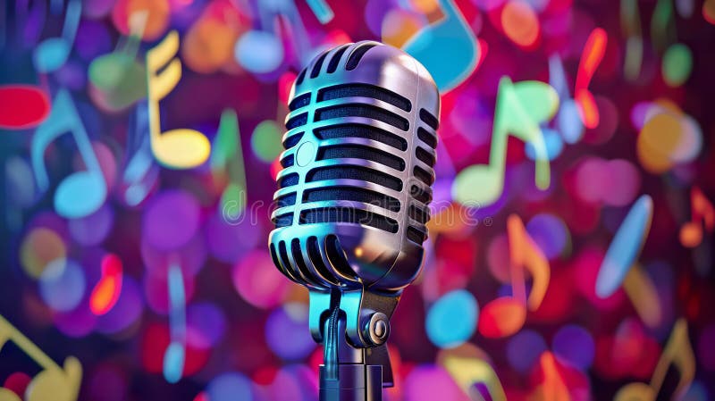 Vibrant Microphone Background for Singing Competition Concept, Copy ...