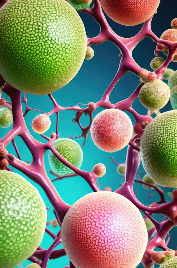 Vibrant Microscopic Biomorphic Cells in Diverse Colors Stock Photo ...