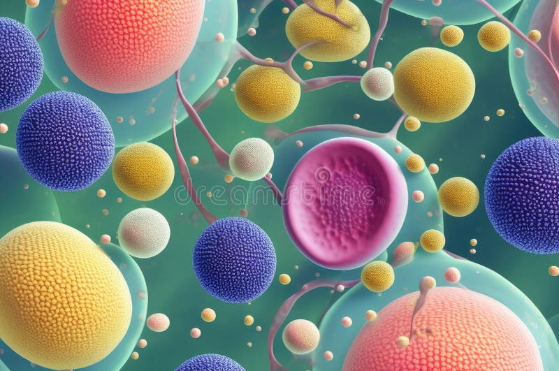 Vibrant Microscopic Biomorphic Cells in Diverse Colors Stock Photo ...