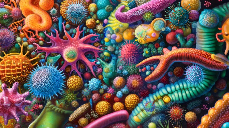 Vibrant Microscopic Cells Abstract Background Stock Illustration ...