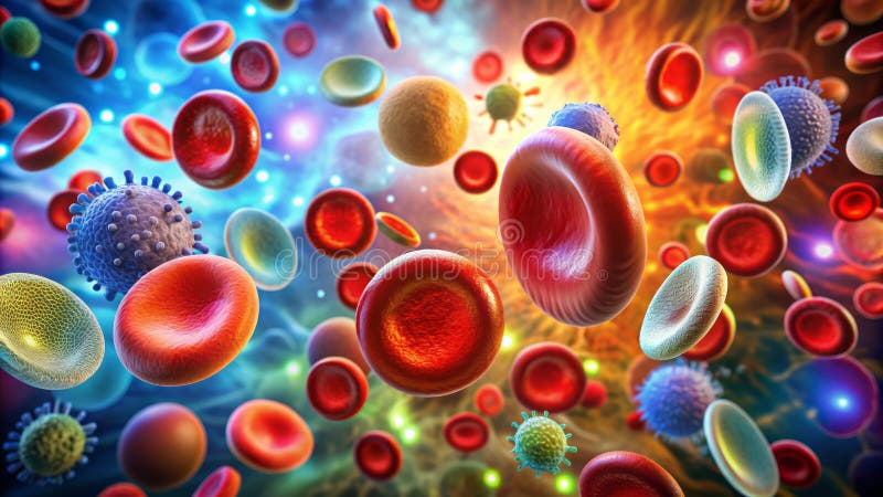 Detailed Microscopic Illustration of Blood Components Erythrocytes ...