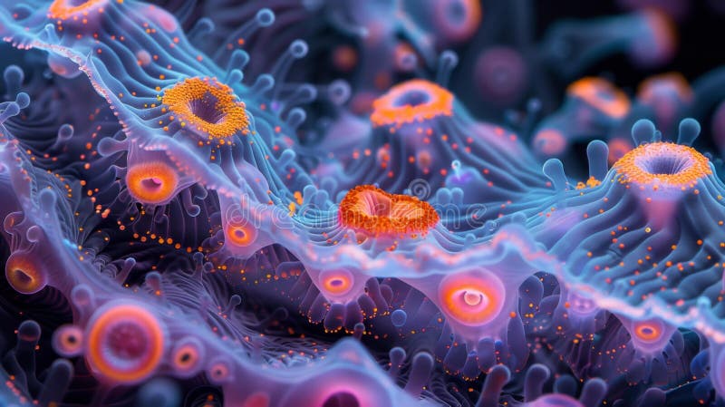 Vibrant Microscopic Life Forms - Generative Ai Stock Illustration ...