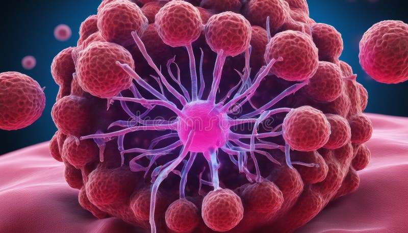 Vibrant Microscopic View of a Cell with Multiple Nuclei, Illustrating ...