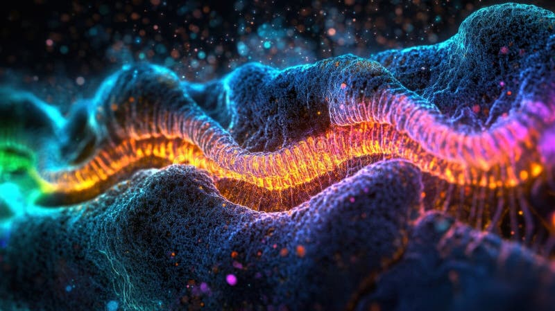 Vibrant Microscopic View of Cellular Structures Stock Photo - Image of ...