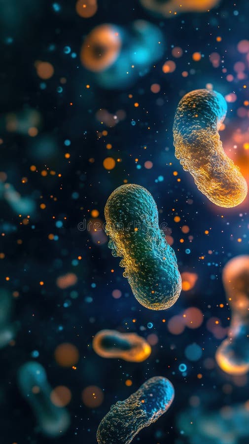 Vibrant Microscopic View of Colorful Bacteria and Microorganisms ...