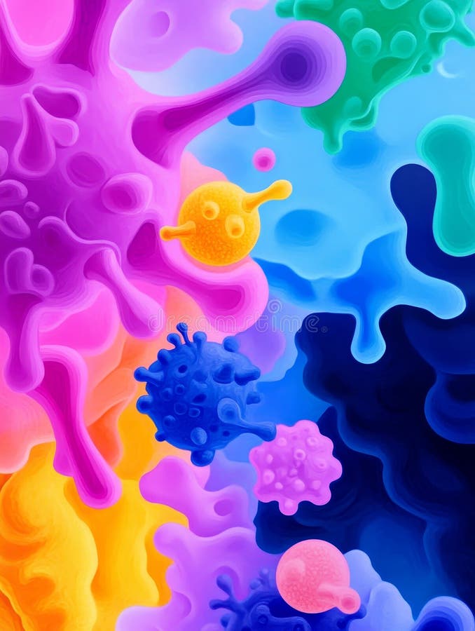Vibrant Microscopic Virus Structures Abstract Colorful Viral Forms ...