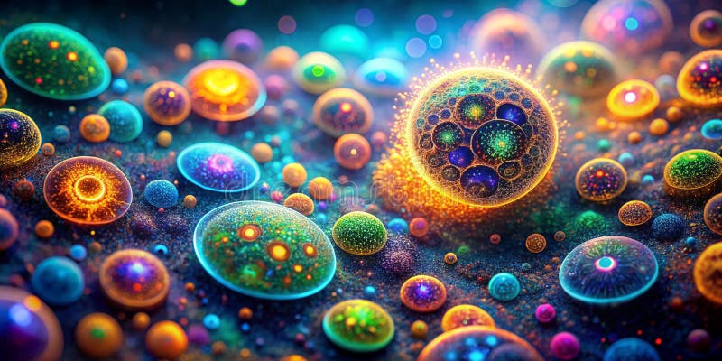 Vibrant Microscopic World Abstract Bioluminescent Patterns AI-Created ...