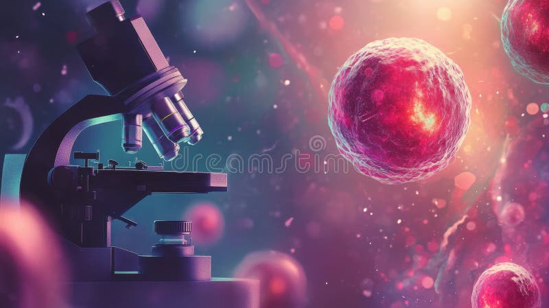 Vibrant Microscopic World: Microscope Observing Celestial Cells Stock ...