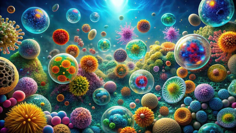 Vibrant Microscopic World a Symphony of Colorful Cellular Structures ...